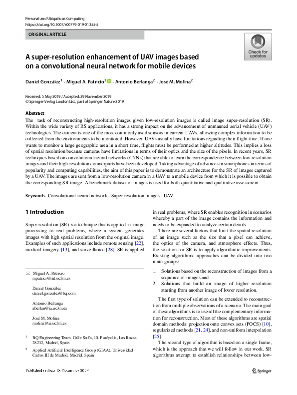 (PDF) A super-resolution enhancement of UAV images based on a convolutional neural network for ...