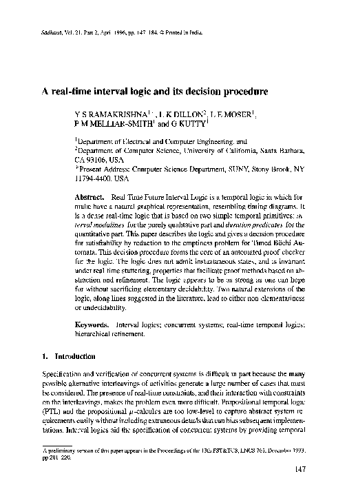 (PDF) A real-time interval logic and its decision procedure | Laura Dillon - Academia.edu