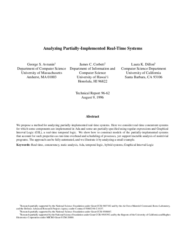 (PDF) Automated Analysis of Partially-Implemented Real-Time Systems