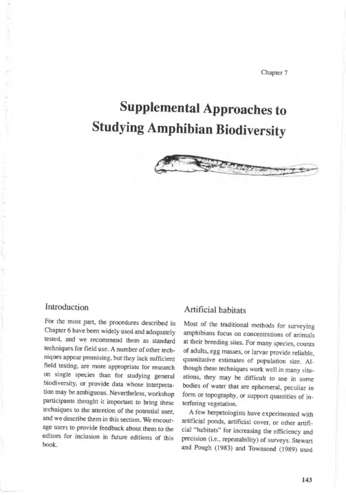 (PDF) Supplemental Approaches to Studying Amphibian Biodiversity ...