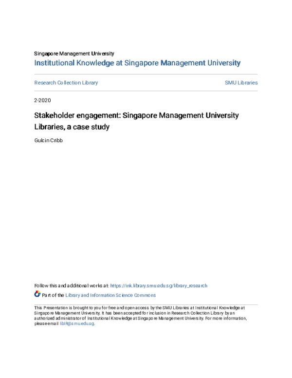 (PDF) Stakeholder engagement: Singapore Management University Libraries ...