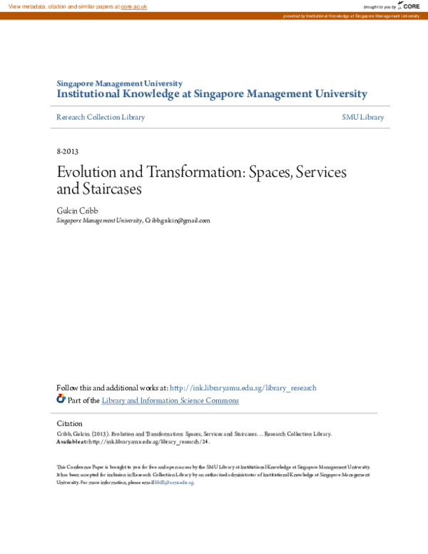 (PDF) Evolution and Transformation: Spaces, Services and Staircases ...
