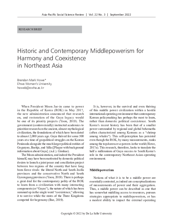 (PDF) Historic and Contemporary Middlepowerism for Harmony and ...