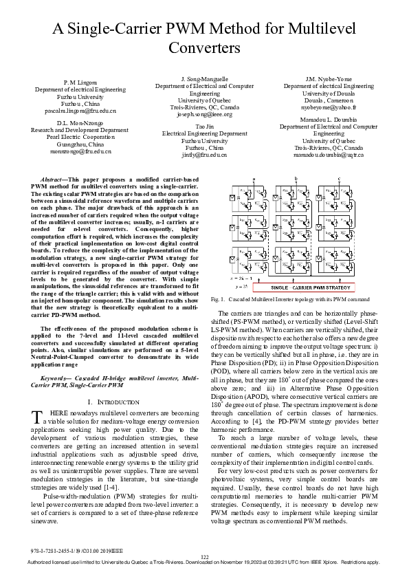(PDF) A Single-Carrier PWM Method for Multilevel Converters