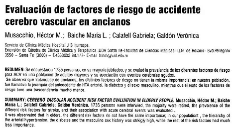 (PDF) Evaluación de Factores de Riesgo de Accidente Cerebro Vascular en Ancianos