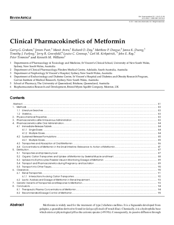 (PDF) Clinical Pharmacokinetics of Metformin