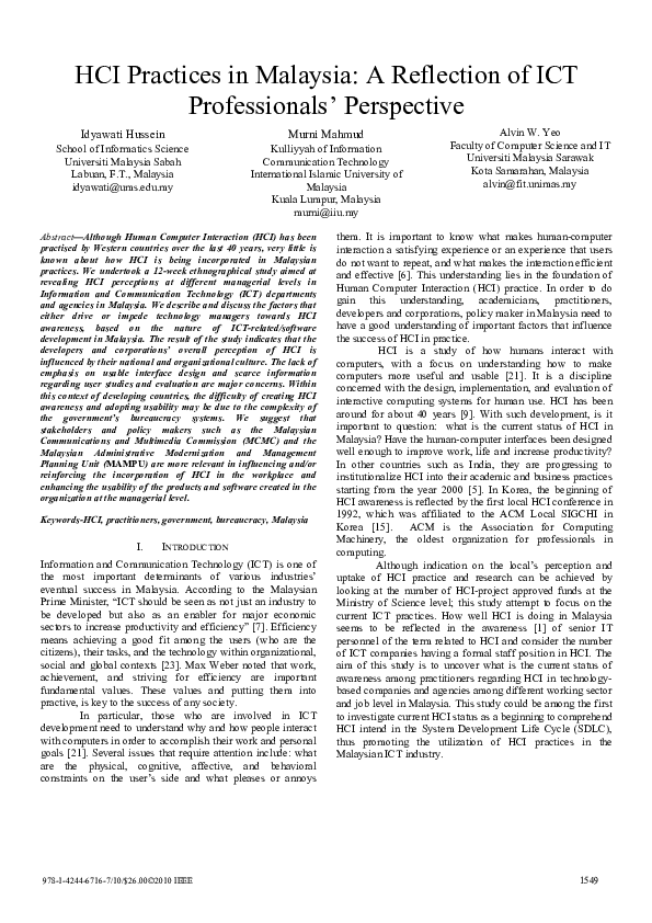 (PDF) HCI practices in Malaysia: A reflection of ICT professionals ...