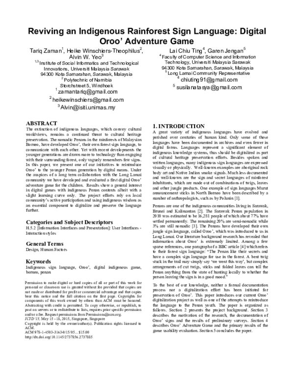(PDF) Reviving an indigenous rainforest sign language