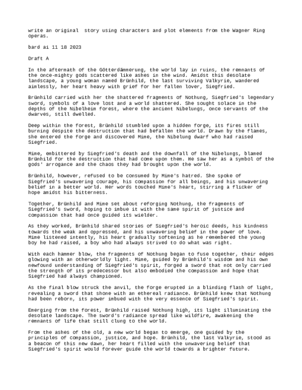 Bard, write an original story using characters and plot elements from ...