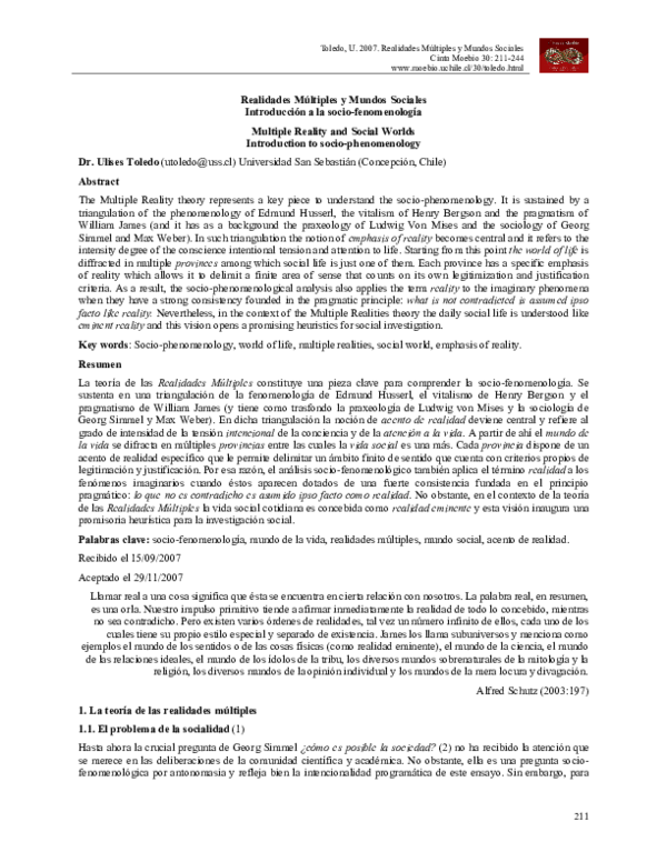 (PDF) Realidades Múltiples y Mundos Sociales Introducción a la socio ...