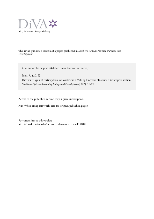 (PDF) Different Types of Participation in Constitution Making Processes ...