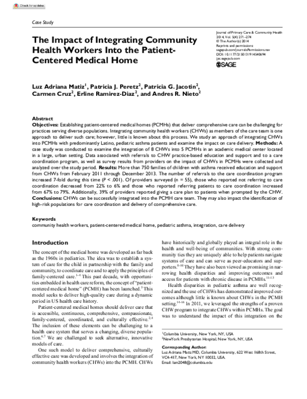 (PDF) The impact of integrating community health workers into the ...