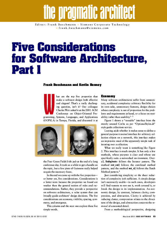 (PDF) Five Considerations for Software Architecture, Part 2