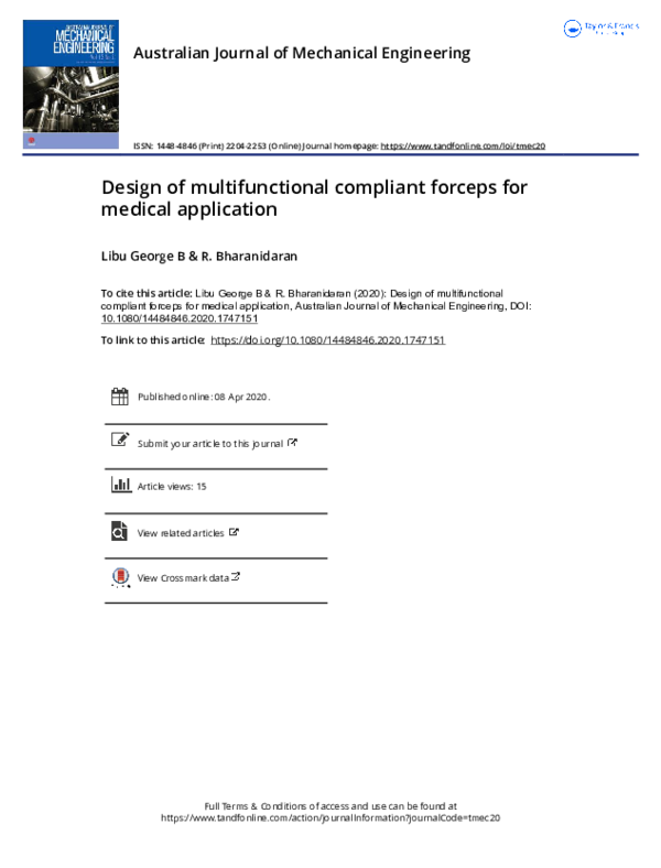 (PDF) Design of multifunctional compliant forceps for medical application (PDF) Design of multifunctional compliant forceps for medical application