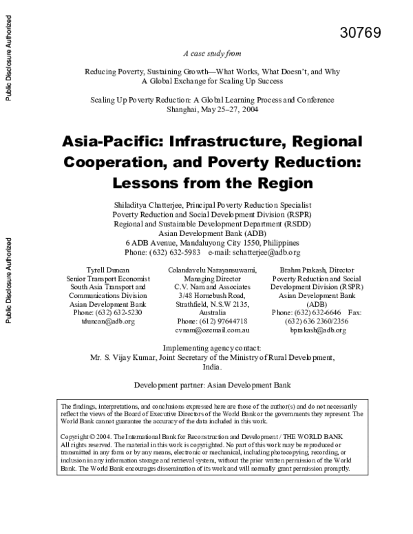 (PDF) Asia-Pacific - infrastructure, regional cooperation, and poverty ...