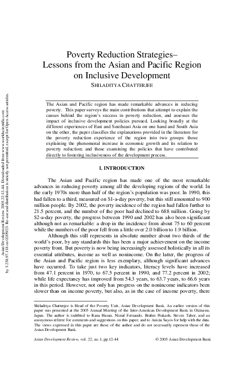 (PDF) Poverty Reduction Strategies–Lessons from the Asian and Pacific ...
