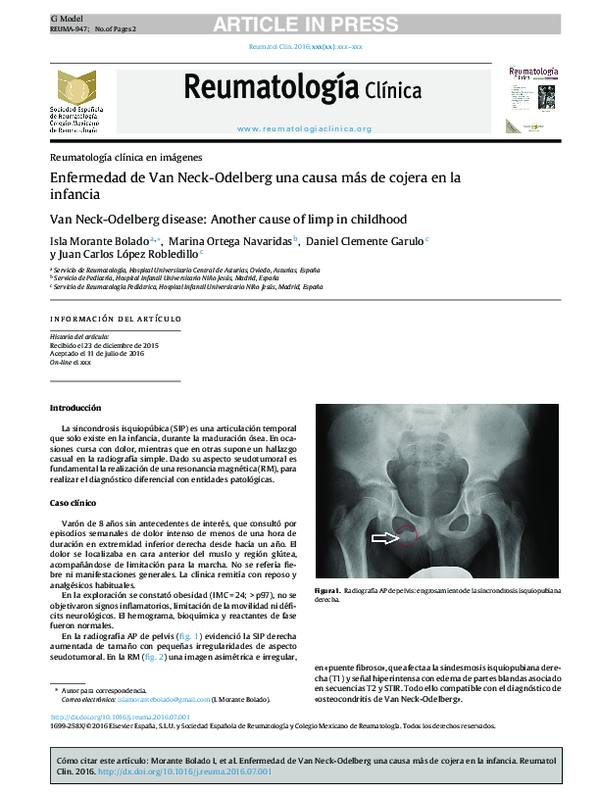 (PDF) Enfermedad de Van Neck-Odelberg: una causa más de cojera en la ...