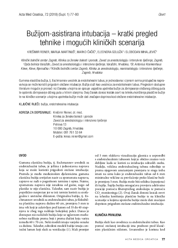 (PDF) Bougie-Assisted Intubation – a Brief Overview on Technique and ...