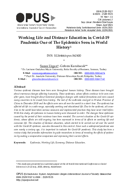 (PDF) Working Life and Distance Education in Covid-19 Pandemia One of ...