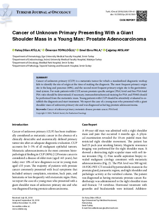 (PDF) Cancer of Unknown Primary Presenting With a Giant Shoulder Mass ...