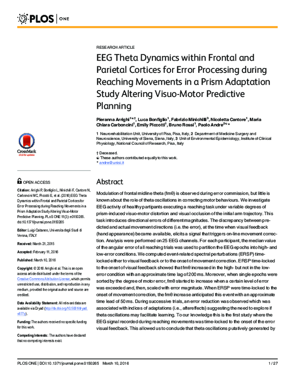 (PDF) EEG Theta Dynamics within Frontal and Parietal Cortices for Error ...