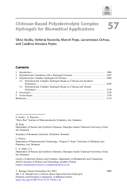 (PDF) Chitosan-Based Polyelectrolyte Complex Hydrogels for Biomedical Applications