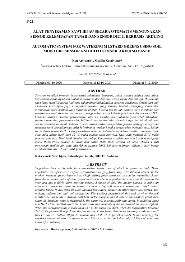 (PDF) Alat Penyiraman Sawi Hijau Secara Otomatis Mengunakan Sensor ...