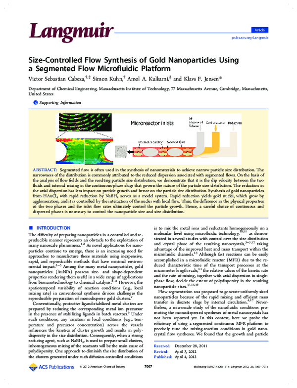 (PDF) Size-Controlled Flow Synthesis of Gold Nanoparticles Using a ...