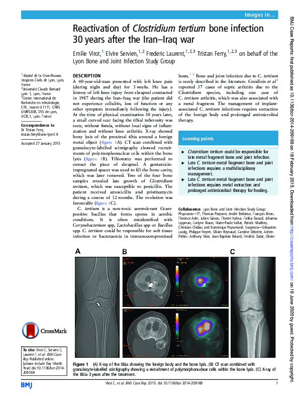 (PDF) Reactivation of Clostridium tertium bone infection 30 years after ...