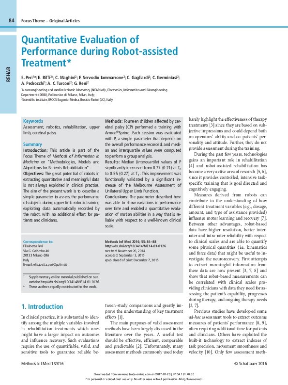 (PDF) Quantitative Evaluation of Performance during Robot-assisted Treatment