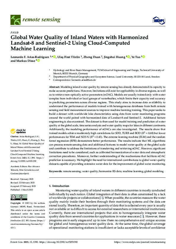 (PDF) Global Water Quality of Inland Waters with Harmonized Landsat-8 ...