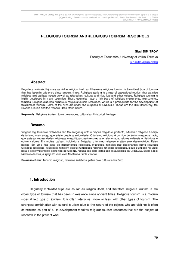 (PDF) Religious tourism and religious tourism resources