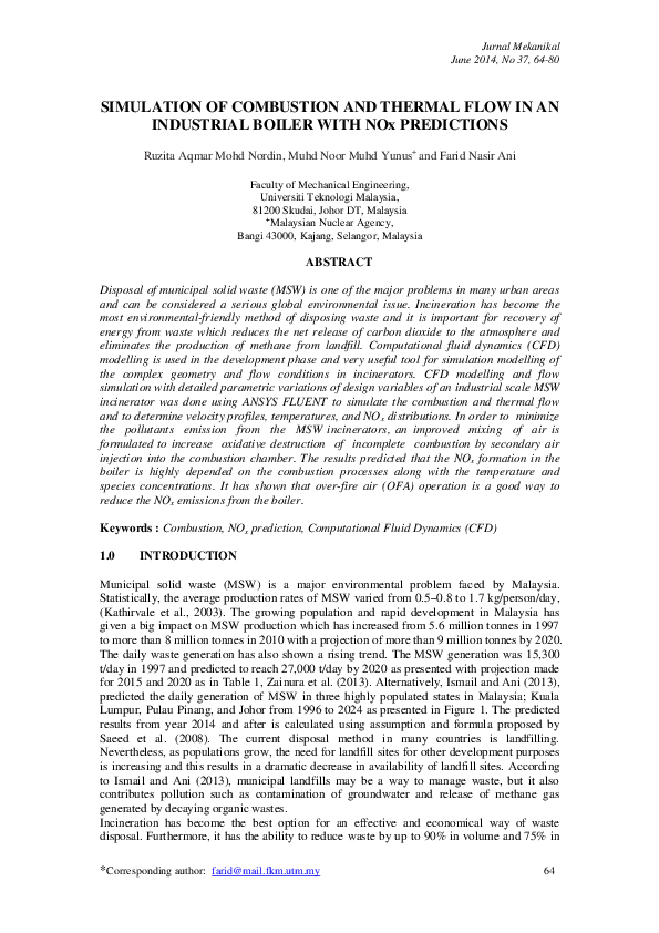 (PDF) SIMULATION OF COMBUSTION AND THERMAL FLOW IN AN INDUSTRIAL BOILER ...