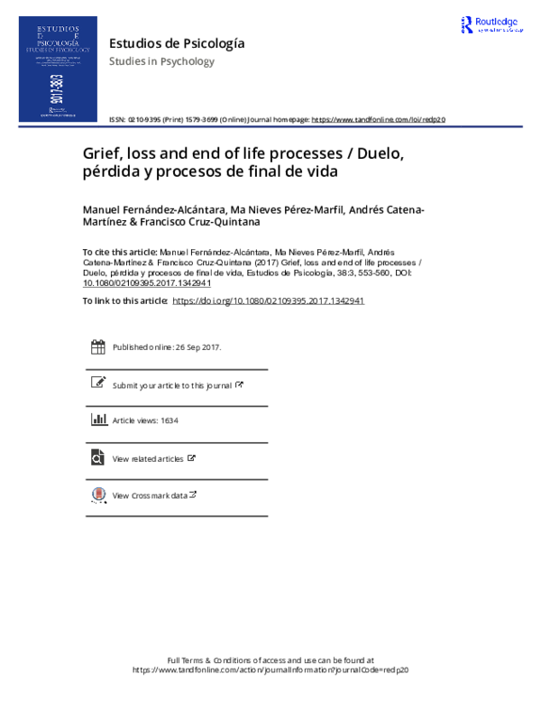 (PDF) Grief, loss and end of life processes / Duelo, pérdida y procesos ...