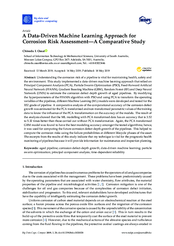 (PDF) A Data-Driven Machine Learning Approach for Corrosion Risk Assessment—A Comparative Study