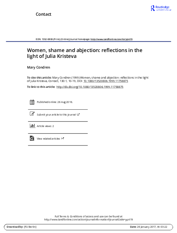 (PDF) Women, shame and abjection: reflections in the light of Julia ...