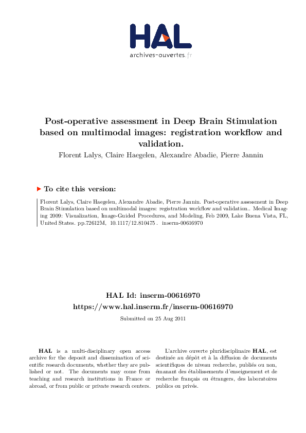 (PDF) Post-operative assessment in Deep Brain Stimulation based on ...