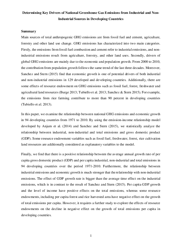 (PDF) Determining Drivers National Industrial and Non Industrial GHG ...