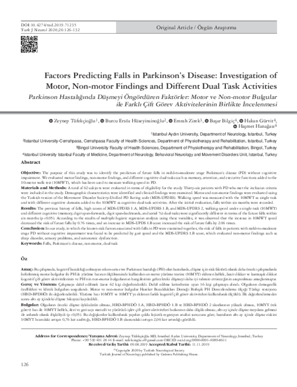 (PDF) Factors Predicting Falls in Parkinson’s Disease: Investigation of Motor, Non-motor ...