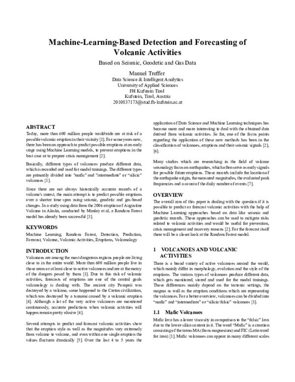 (PDF) Machine-Learning-Based Detection and Forecasting of Volcanic ...