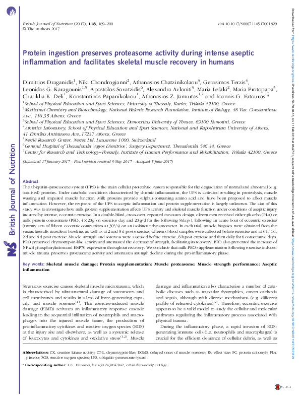(PDF) Protein ingestion preserves proteasome activity during intense ...