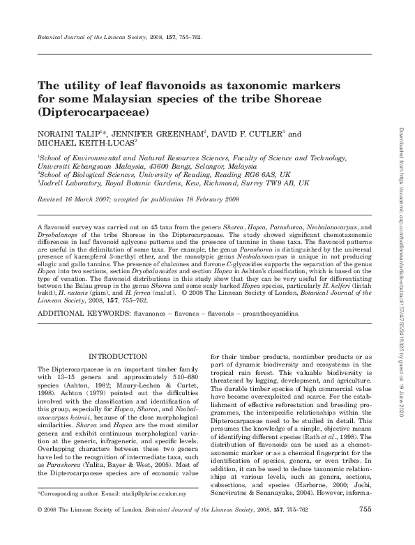 (PDF) The utility of leaf flavonoids as taxonomic markers for some ...