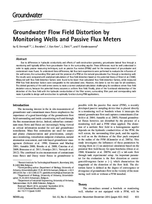 (PDF) Groundwater Flow Field Distortion by Monitoring Wells and Passive ...