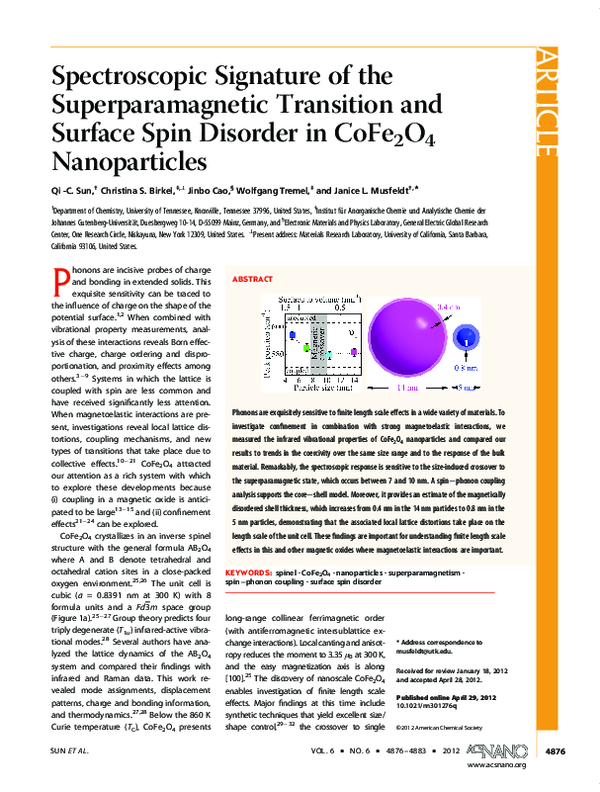 (PDF) Spectroscopic Signature of the Superparamagnetic Transition and ...