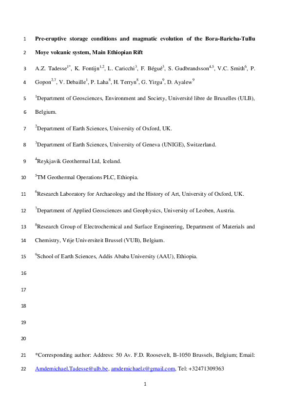(PDF) Pre-eruptive storage conditions and magmatic evolution of the ...