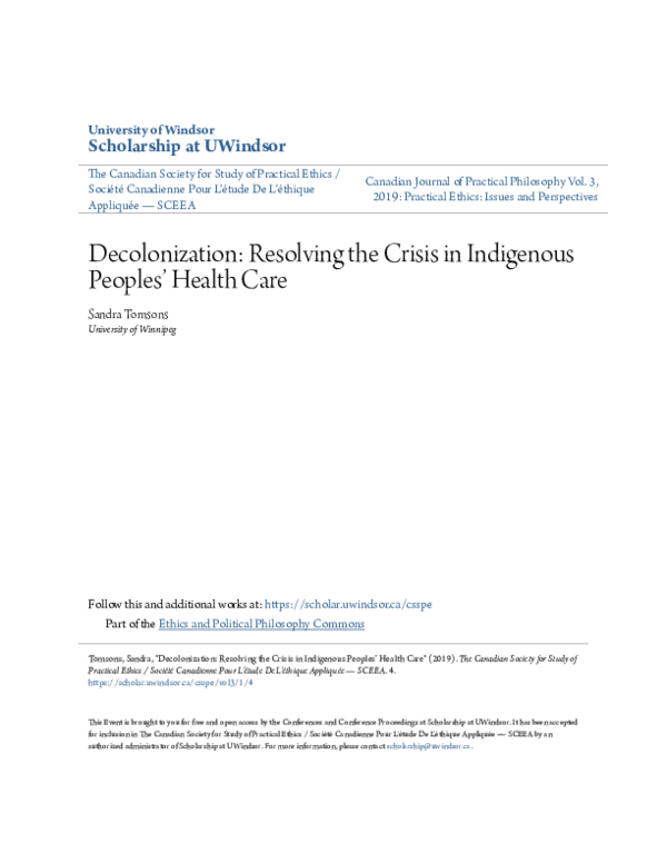 (PDF) Decolonization: Resolving the Crisis in Indigenous Peoples ...