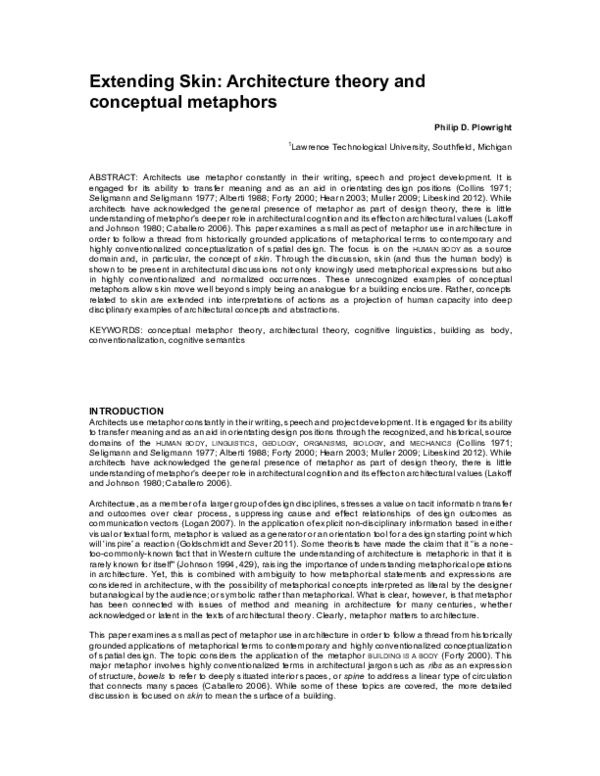 (PDF) Extending Skin: Architecture theory and conceptual metaphors