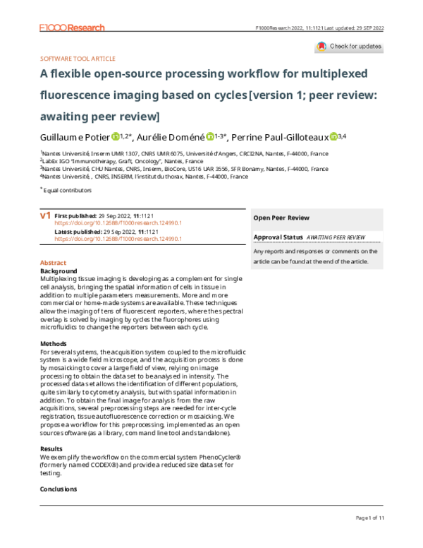 (PDF) A flexible open-source processing workflow for multiplexed fluorescence imaging based on ...