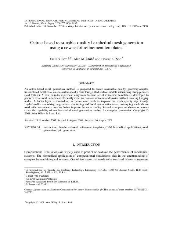 (PDF) Octree-based reasonable-quality hexahedral mesh generation using a new set of refinement ...