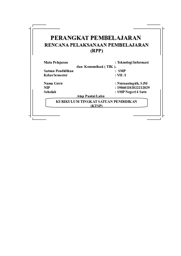 (DOC) RENCANA PELAKSANAAN PEMBELAJARAN (RPP